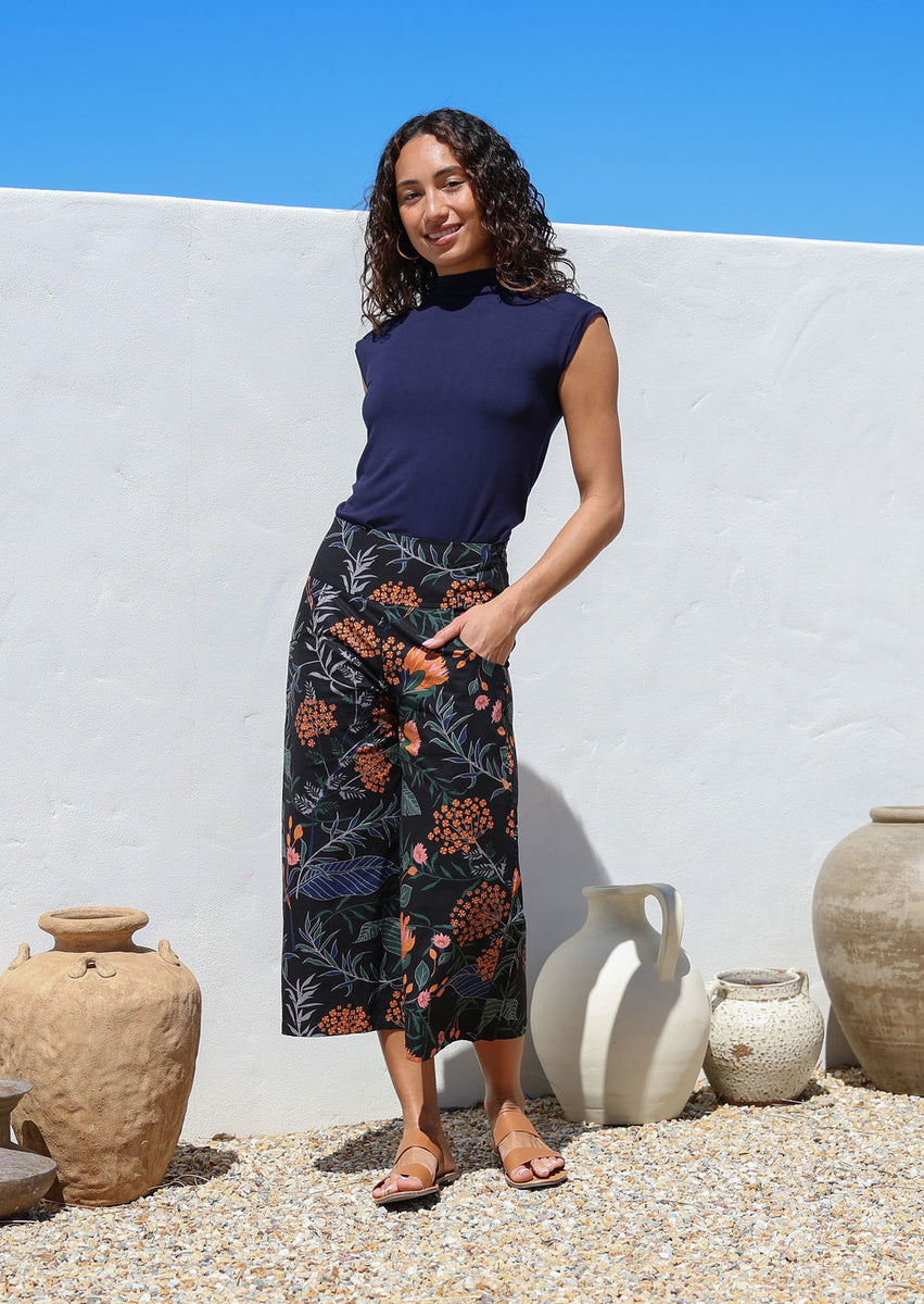 Tenzin Pant Queen Protea | Cotton Wide Leg Printed Pants – Karma East