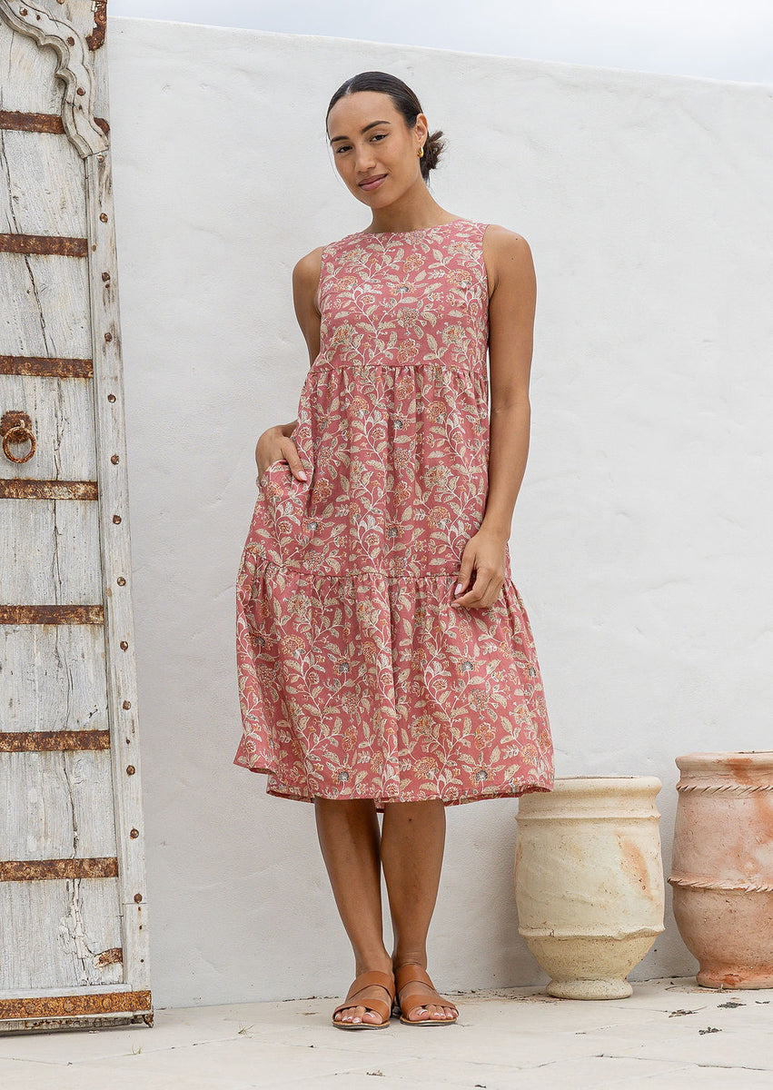 Tully Dress Dusk | Green Floral 100% Cotton Sun Dress – Karma East
